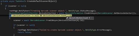 c barcode scanner not found with sample uwp app stack overflow