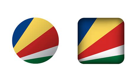 Flat Square And Circle Seychelles Flag Icons Stock Illustration