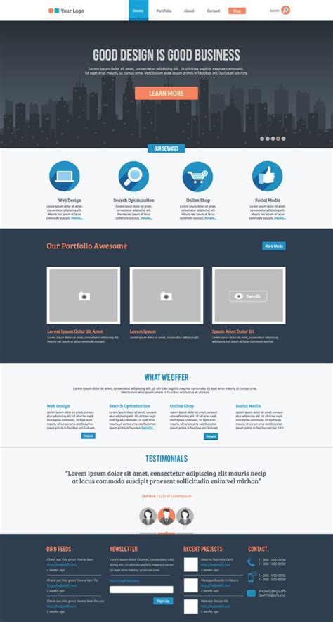 responsive and flat desgin website psd template download
