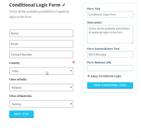 how to apply conditional logic in forms formget