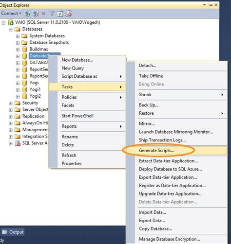 script all data from microsoft sql server management