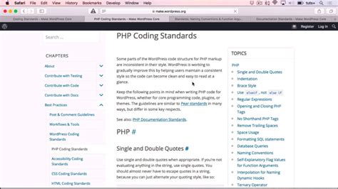 what are the wordpress php coding standards