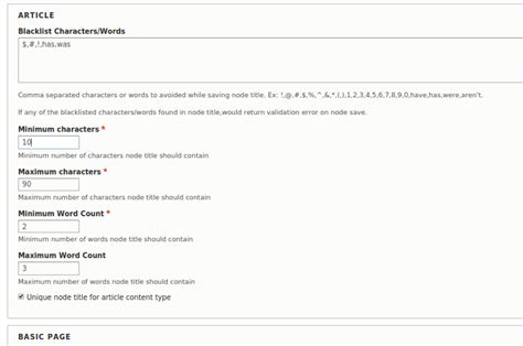 node title validation