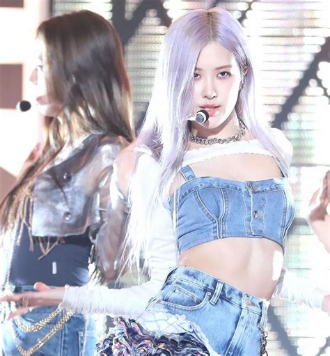 Blue Denim Suspender Crop Top Rose Blackpink K Fashion At