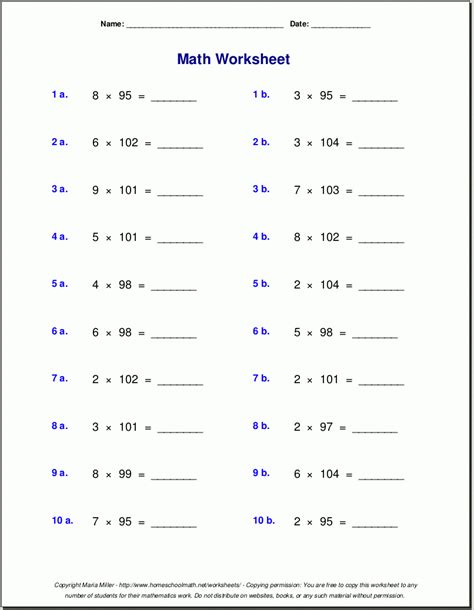 5th Grade Math Multiplication Worksheets Printable Printable Worksheets