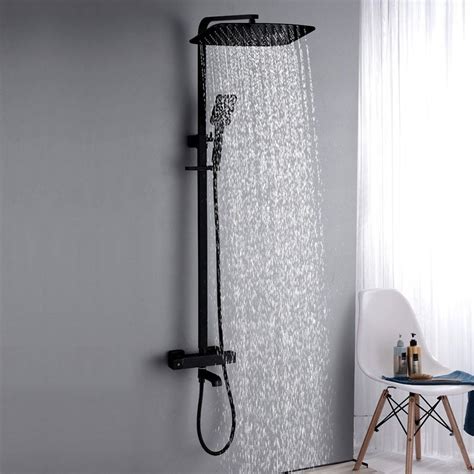 Exposed Rainfall Thermostatic Shower Mixer Brass With Handheld Shower