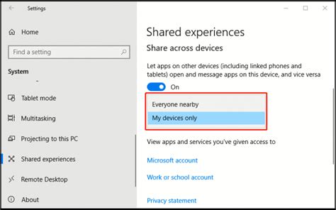 how to enable shared experience in windows 10 my microsoft office tips
