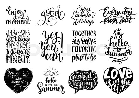 Vector Set Of Hand Lettering With Motivational Phrases Calligraphy