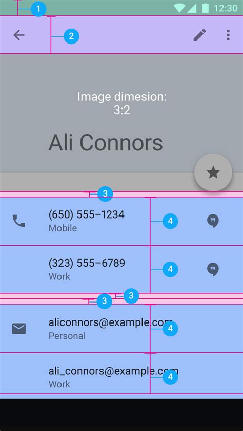 metrics and keylines layout material design