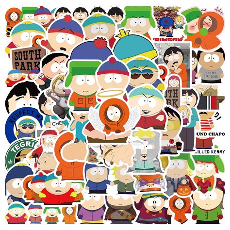 South Park Series 50 Pcs Diy Waterproof Non Repeating Stickers Pack [b