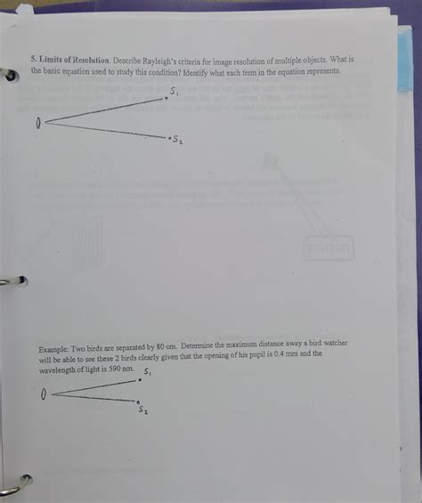 Solved 5 Limits Of Resolution Describe Rayleighs Criteria