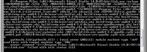 python fatal error lnk1112 module machine type x64 conflicts with