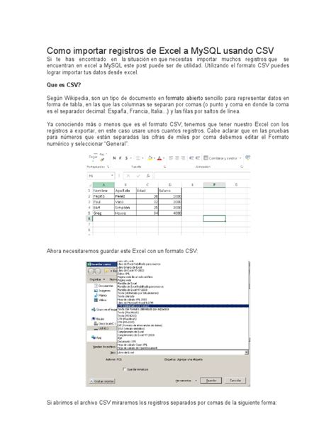como importar registros de excel a mysql usando csv valores separados