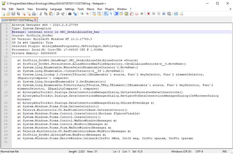unhandled exception occurred now what alteryx community
