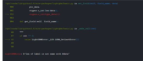 python lightgbm error length not same as data stack overflow