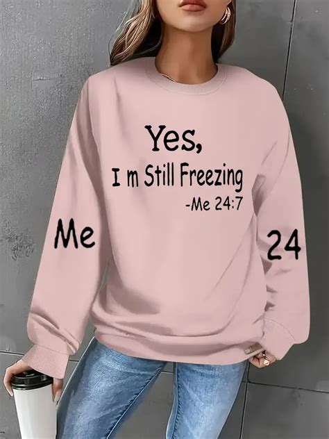 Letter Print Sweatshirt Plus Size Casual Long Sleeve Crew Temu Australia
