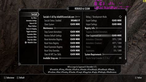 sexlab and animations activation menu in sl mcn technical support