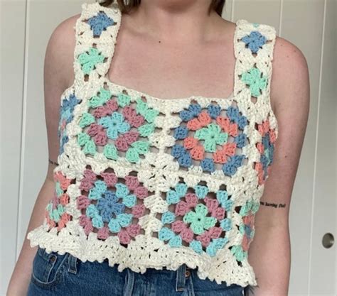 Crochet Granny Square Top Pattern Etsy