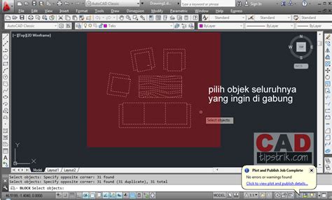 cara menggabungkan objek 2d autocad dengan fasilitas make block tips