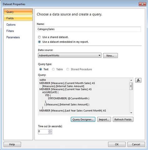 building calculated members for a ssrs report using mdx