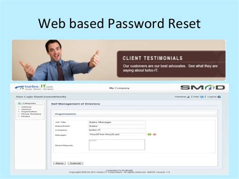 self manage web based automate password reset