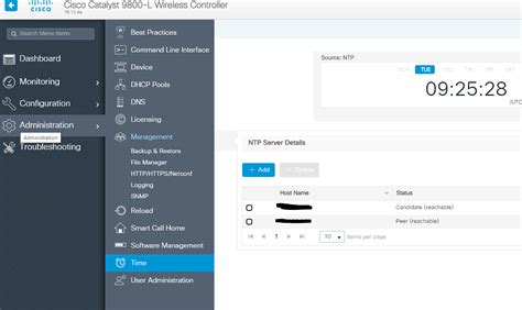 solved where is time ntp configuration gui page on the wlc 9800