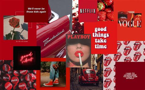 Red Aesthetic Collage Wallpaper Red Aesthetic