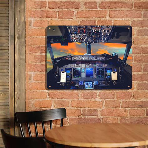 Amazing Boeing 737 Cockpit Printed Metal Sign Aviation Shop