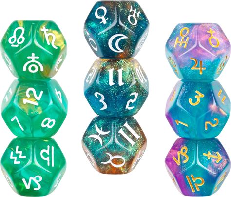 9 Pieces Astrology Dice Tarot Cards Set Glitter Crafts