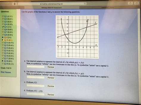 solved use the graphs of the function f and g to answer t