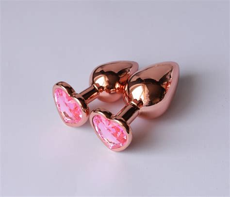 Rose Gold Steel Anal Plug Heart Beginner Butt Plug With Pink Etsy