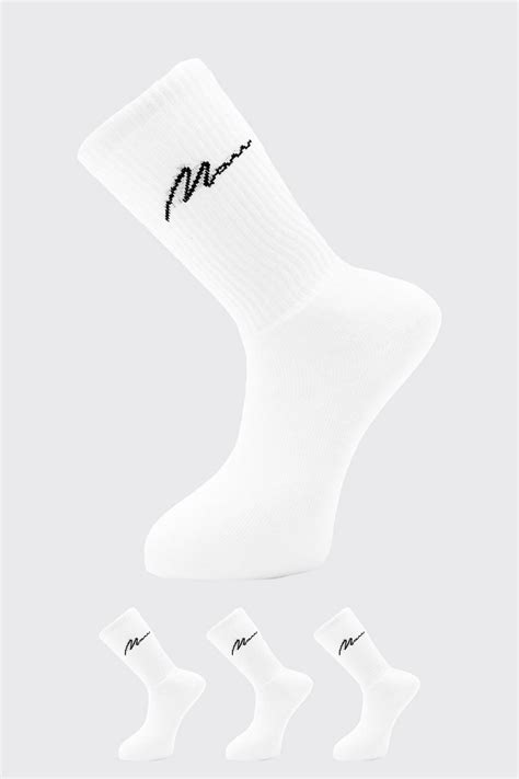 3 Pack Man Script Sport Sock Boohoo Uk