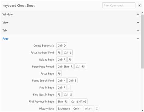 vivaldi browser help keyboard shortcuts