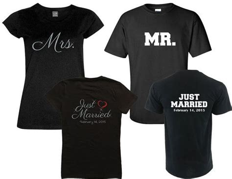 Just Married Mr And Mrs T Shirt Set Customize The Date And Etsy
