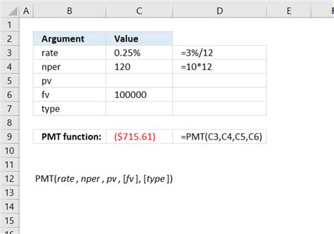 how to use the pmt function