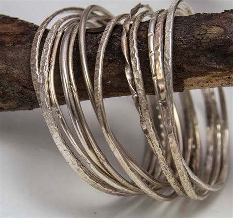 Silver Bangle Bracelet Set Silver Bracelet Set Stackable