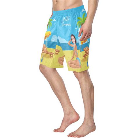 Custom Funny Swim Shorts With Faces Customized Ts Mens Etsy