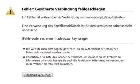 error sec error inadequate key usage when using in firefox