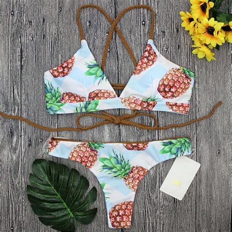 2018 Sexy High Neck Bikini Women Swimsuit Swimwear Cut Out Retro Push