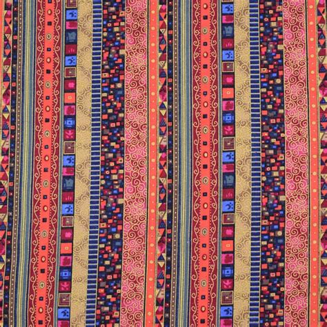 Hot Sale Ethnic Fabrics Hot Stamping Stripe Linen Craft Material Indian