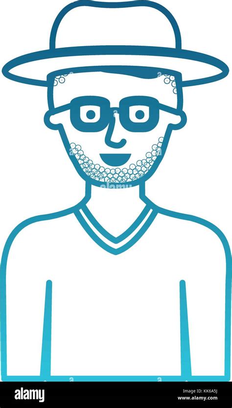 Man Half Body With Hat And Glasses And Sweater With Short Hair And