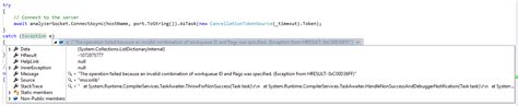 c uwp streamsocket connectasync exception 0xc00d36ff stack overflow