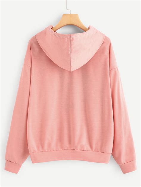 Slogan Print Drop Shoulder Hoodie Shein Sheinside
