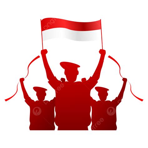 Siluet Orang Memegang Bendera Indonésia Png Siluet Pejuang Indonésia
