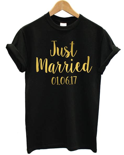Just Married T Shirts Personalised Wedding Date Shirt Custom Etsy