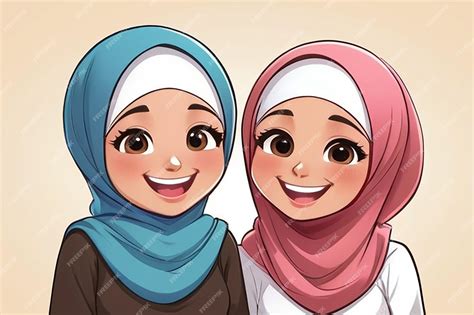 Premium Photo Happy Muslim Best Friends Laughing Together