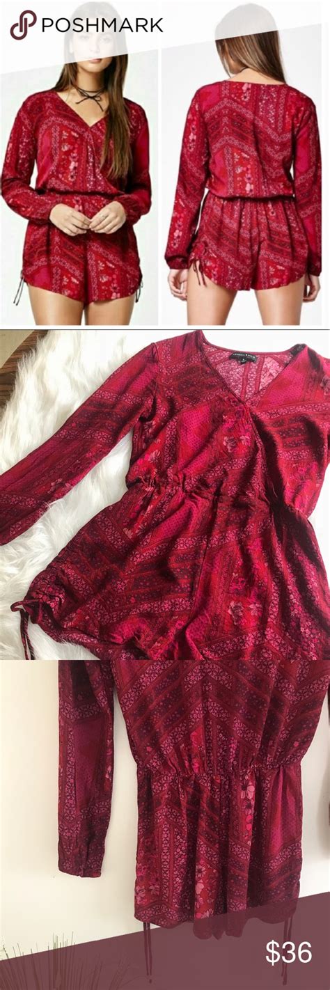 Floral Patterned Romper Beautiful Long Sleeve Red Romper With Floral
