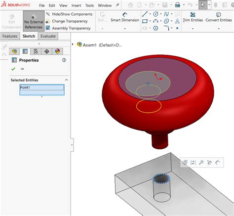 unable to add relation of a feature to another component in assembly