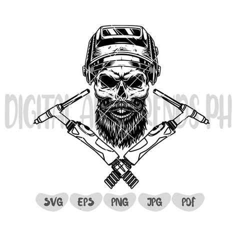 Skull With Tig Torches Svg Skull Svg Skull Welder Svg Etsy New Zealand