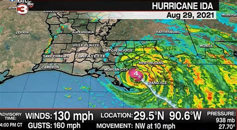 4 Pm Advisory Ida Still Churning Through La As Cat 4 Hurricane